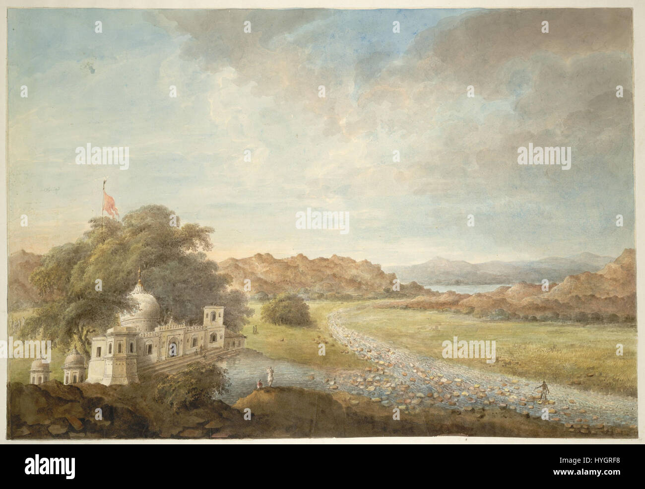 An 1814 painting depicting Hardwar and the beginning of the Ganges ...