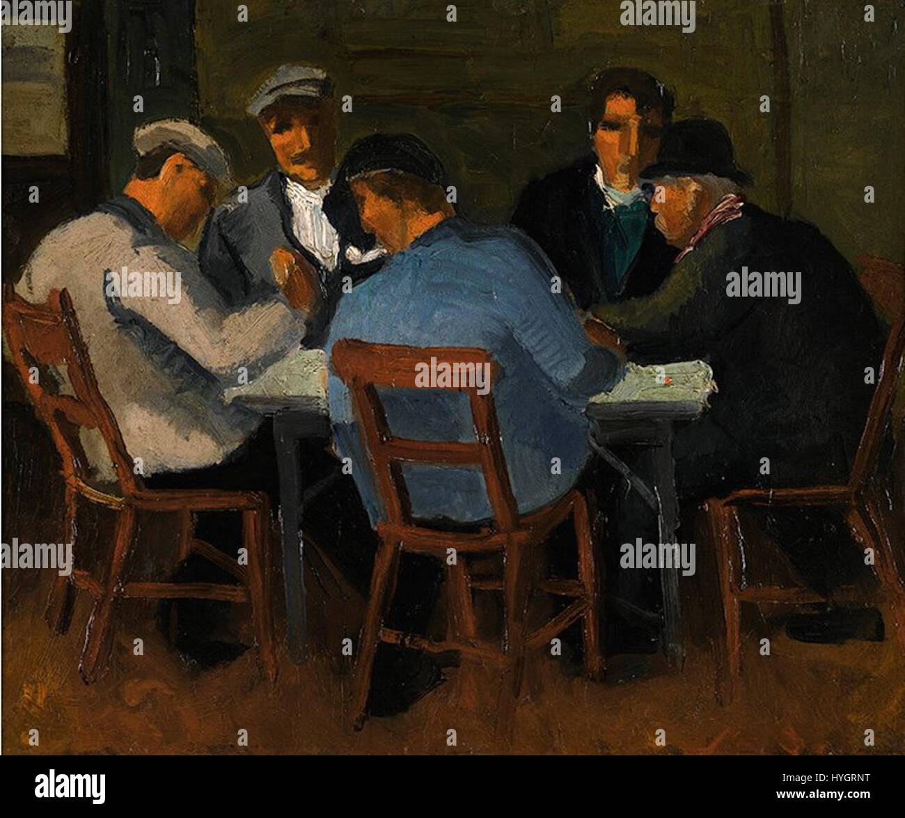 'The Card Players' by Christopher Wood, painted in 1922, depicts a ...