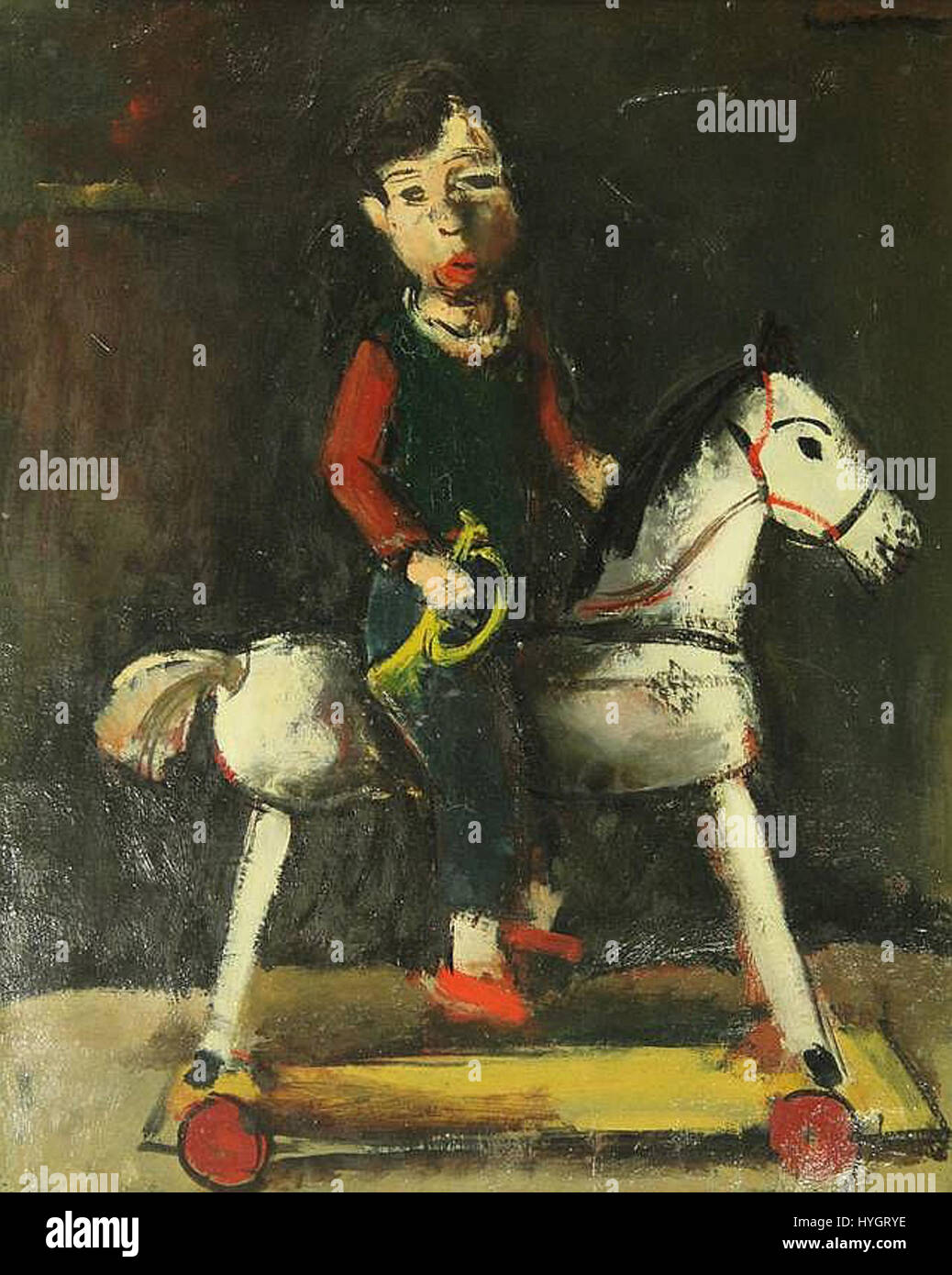 Joseph Kutter's 'Le cheval de bois' is a painting that captures the ...