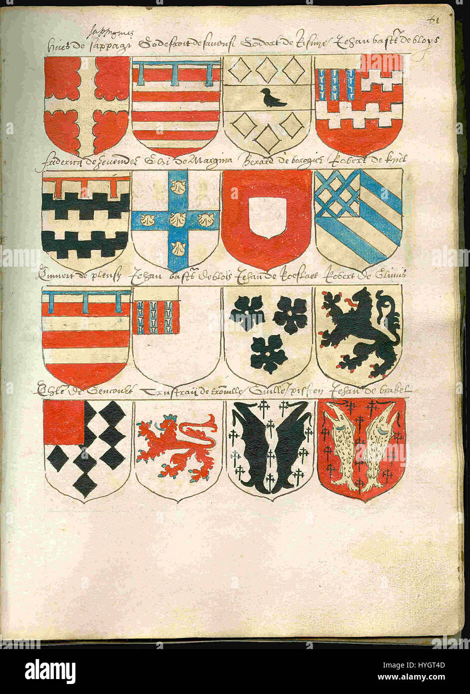 Page 61 of the Wapenboek Beyeren armorial from circa 1600 is a historic ...