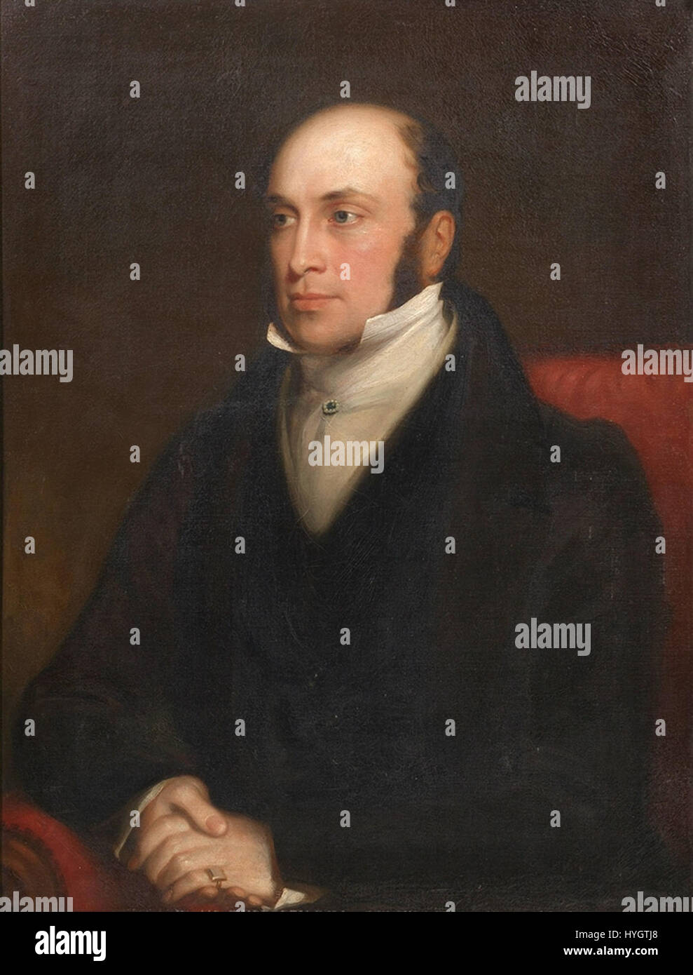 This 19th-century British portrait features a distinguished gentleman ...