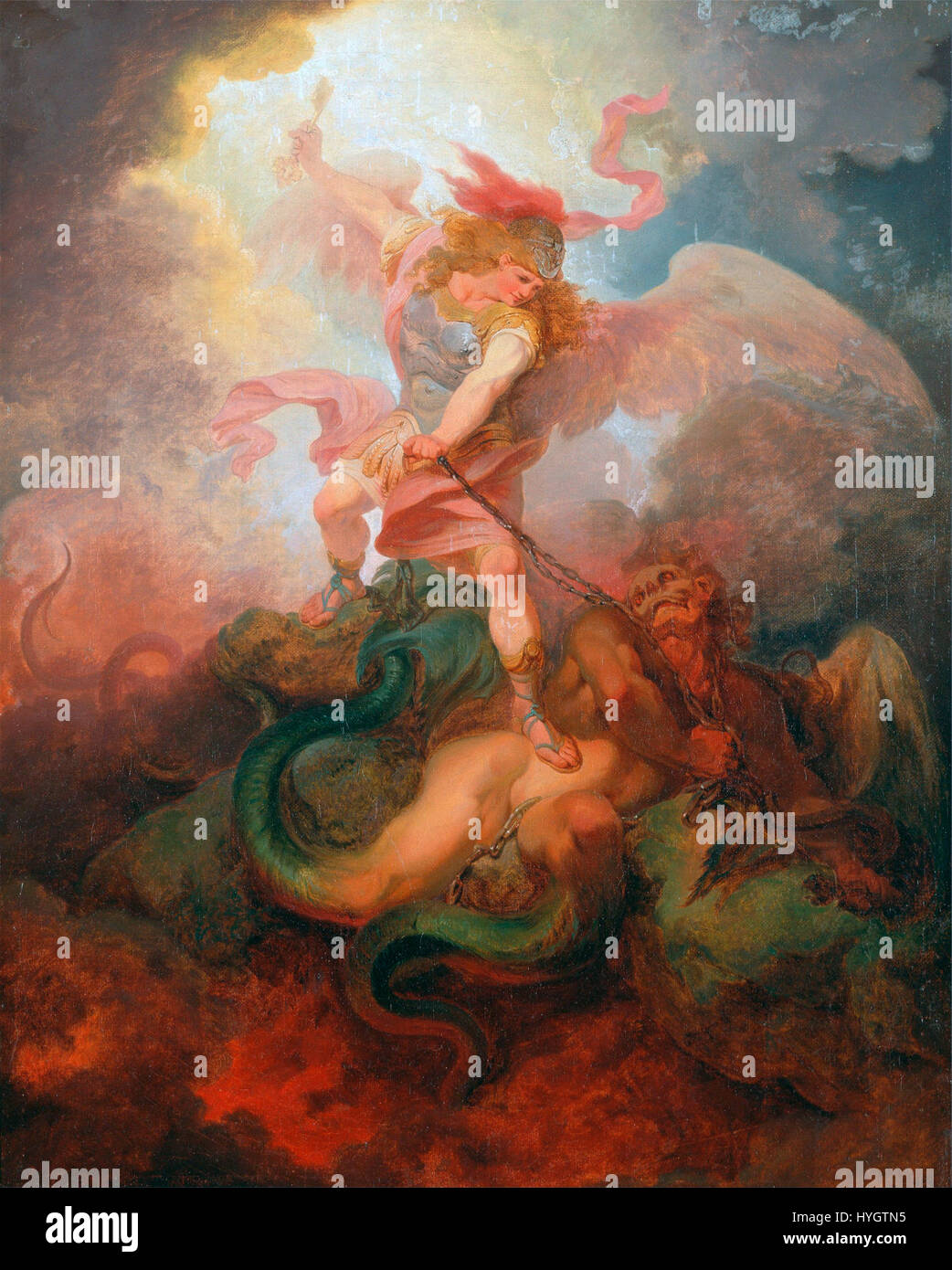 Philippe Jacques de Loutherbourg’s 'The Angel Binding Satan' captures a ...