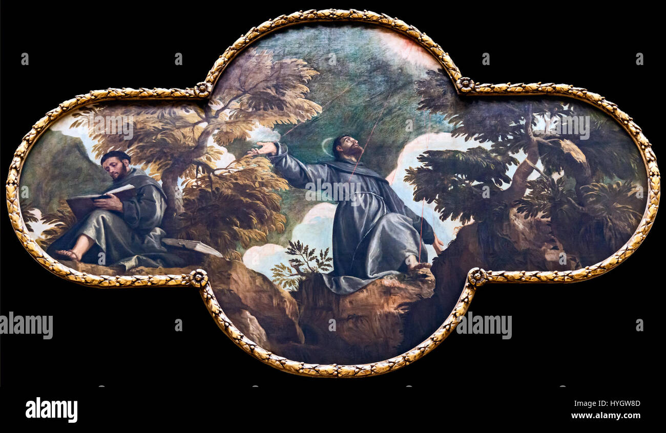 The 'Saint Francis Receiving the Stigmata' painting by Veronese depicts the moment when Saint ...