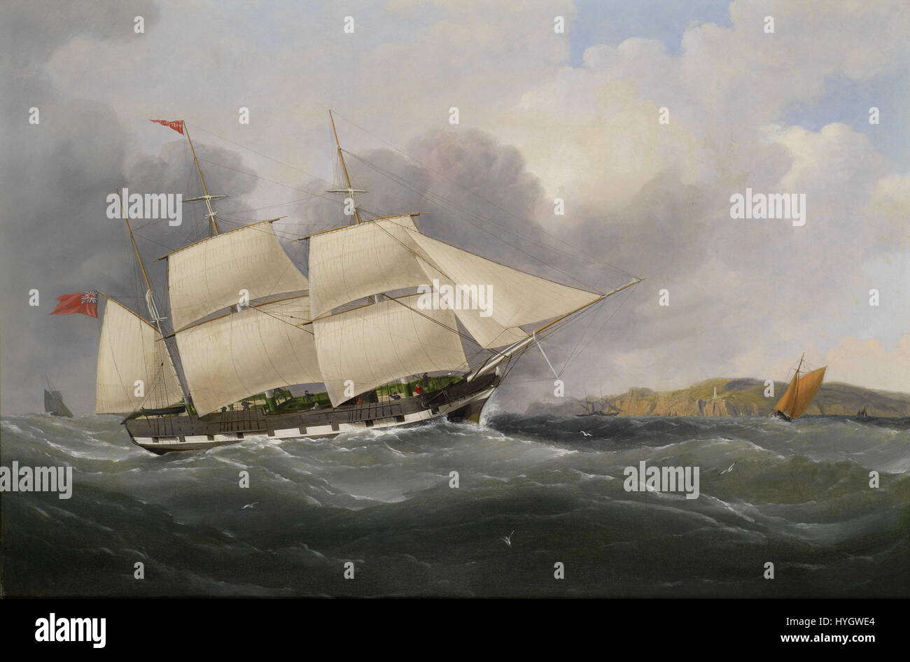 'Third Rater off the Coast' by Samuel Walters depicts a maritime scene ...