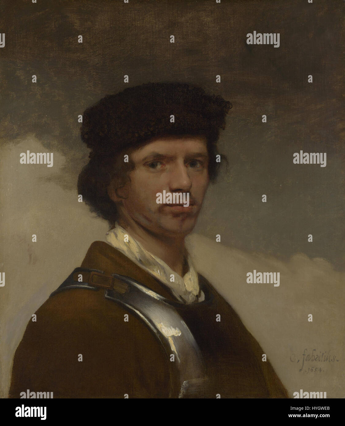 The self-portrait by Carel Fabritius, created in 1654, is a striking ...