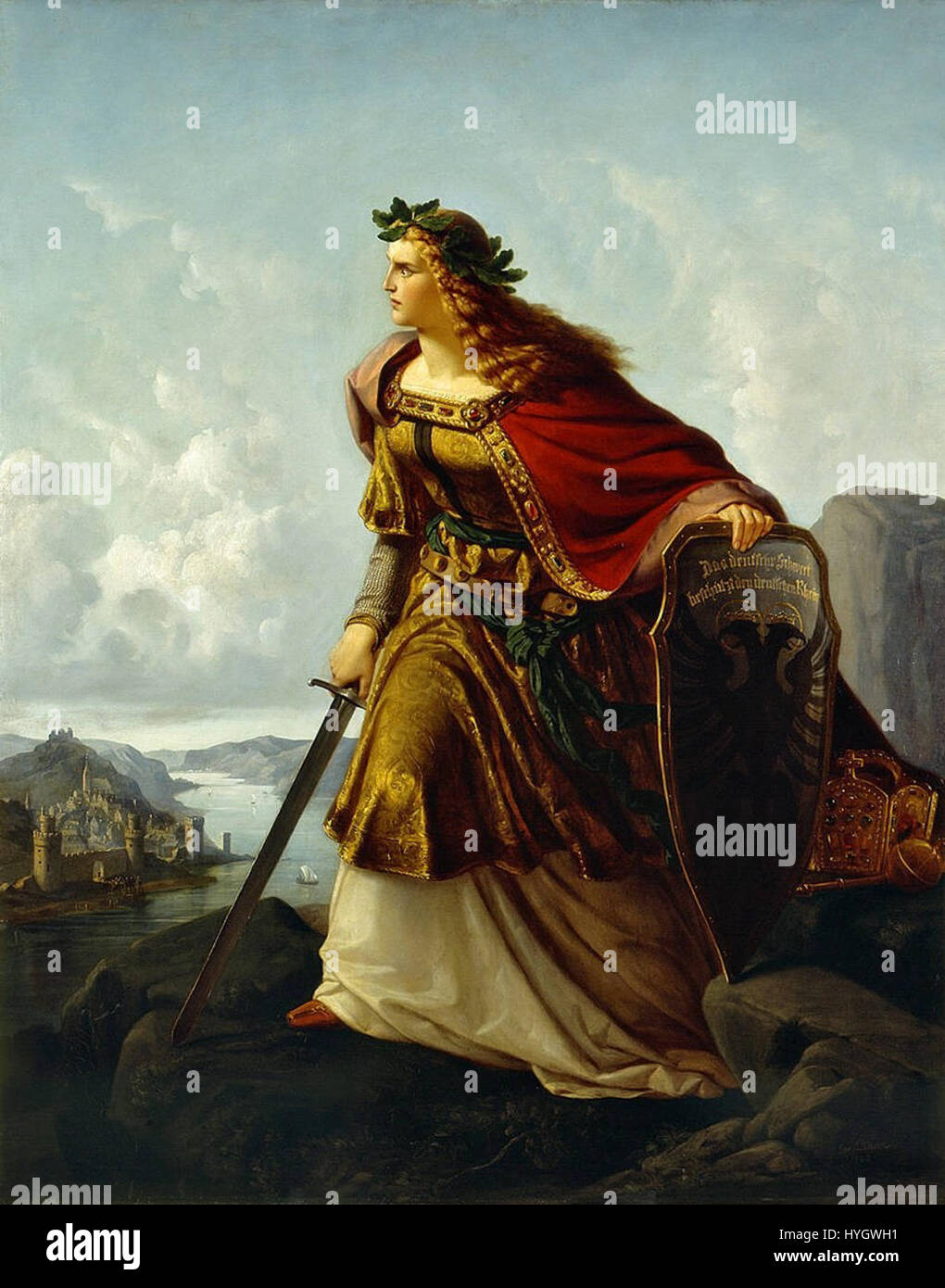 Lorenz Clasen’s 'Germania auf der Wacht am Rhein' (1860) depicts the ...