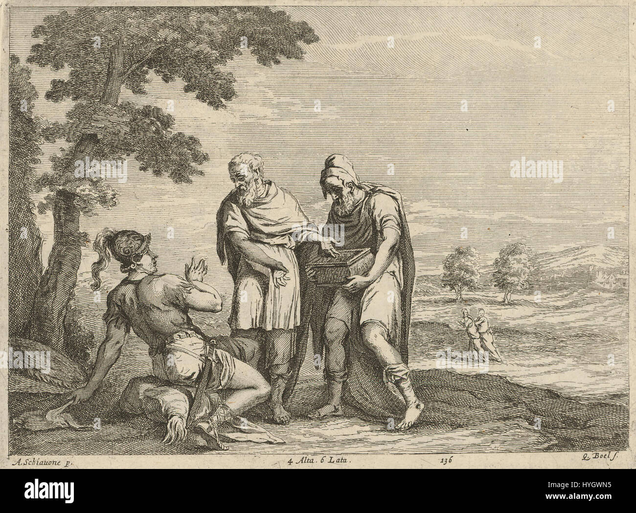 This etching by Quirijn Boel, after Andrea Schiavone, depicts a ...