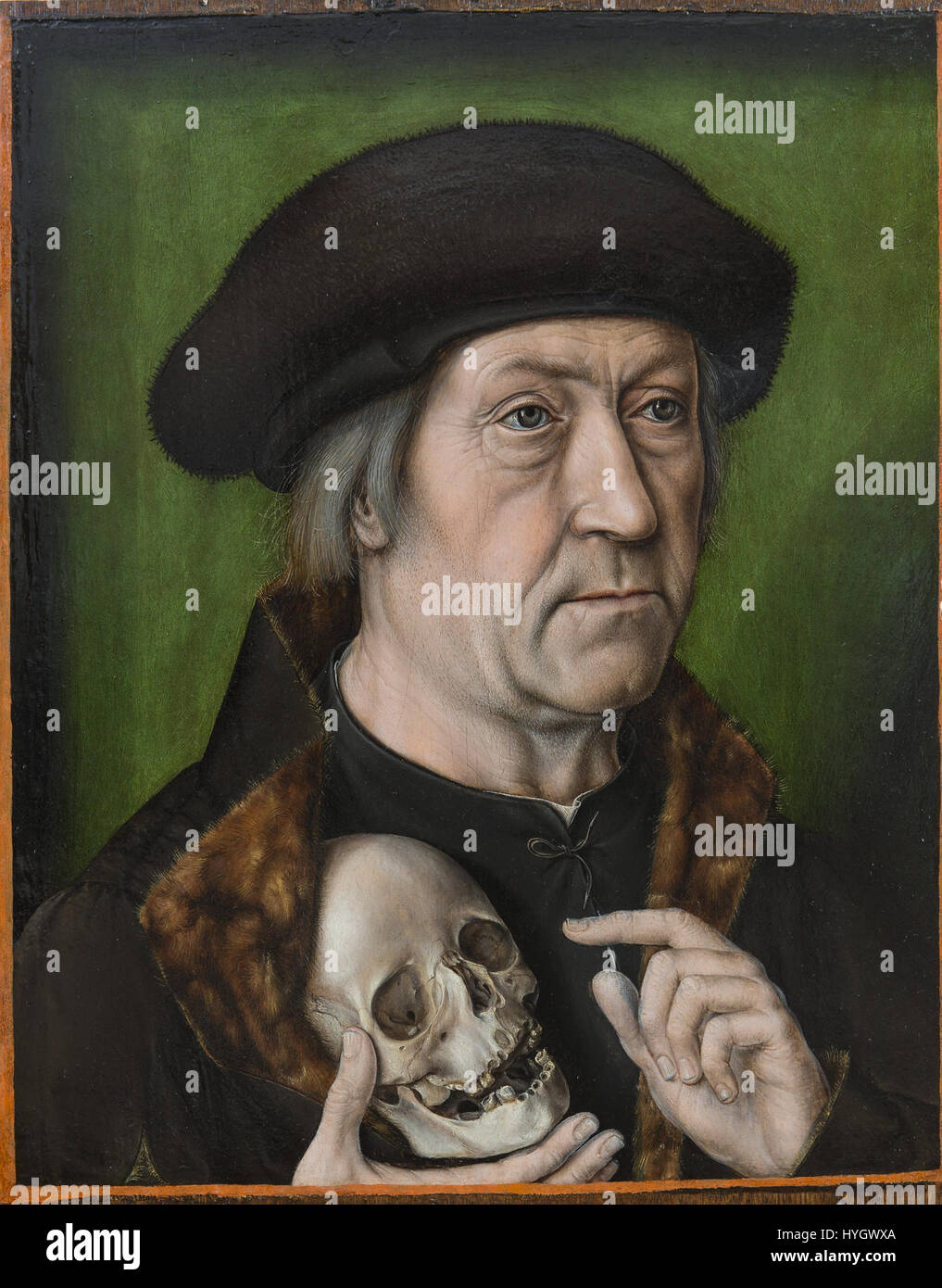 Aelbrecht Bouts' painting 'Portrait of a Man Holding a Skull' features ...