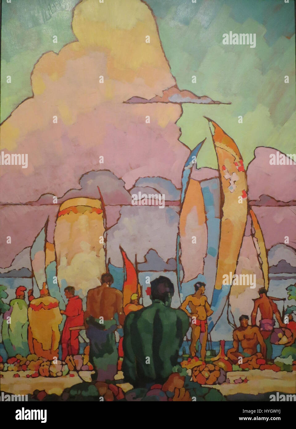 *Hawaiians* by *Manookian* depicts native Hawaiian figures, capturing ...