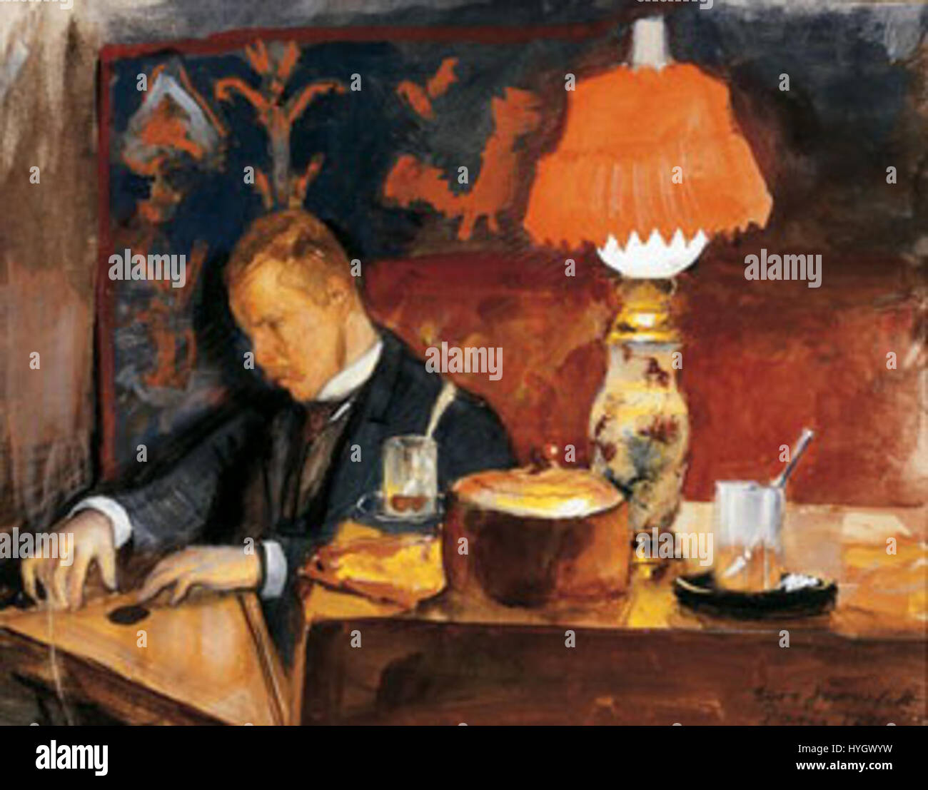 'Soittaa Kannelta' by Pekka Halonen portrays a person playing the ...