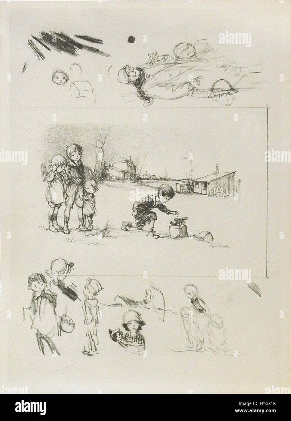 'Croquis divers (III)' by Poulbot F. is a lithograph depicting various ...