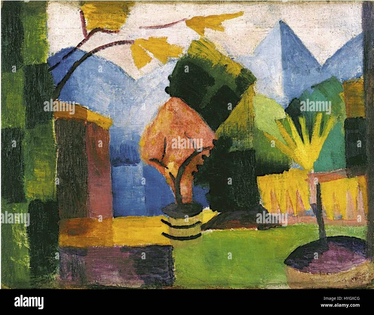 'Garten am Thuner See' (Garden at Lake Thun) by August Macke is a vivid ...