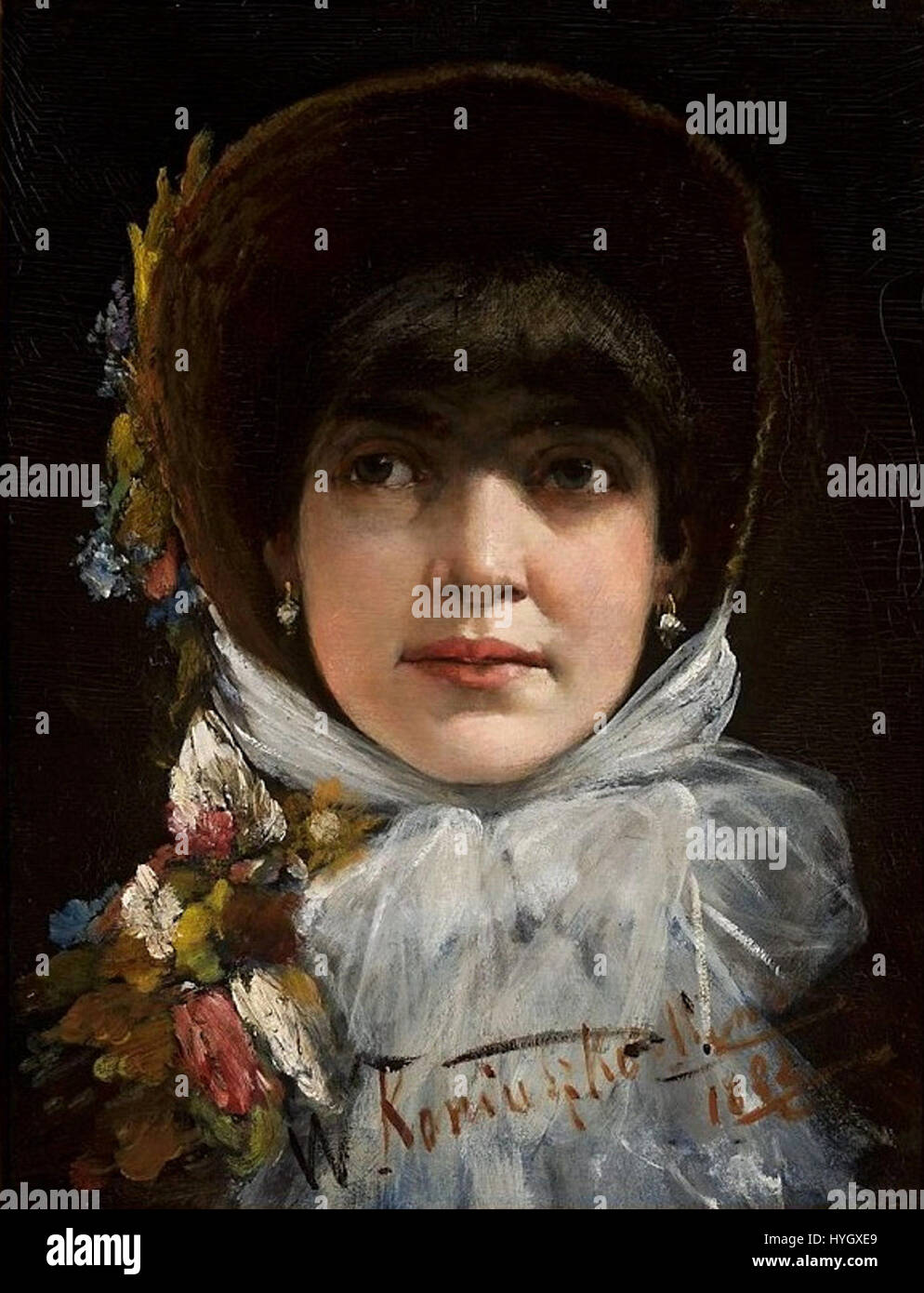 The portrait titled 'A Young Woman with Bangs' by Koniuszko captures ...