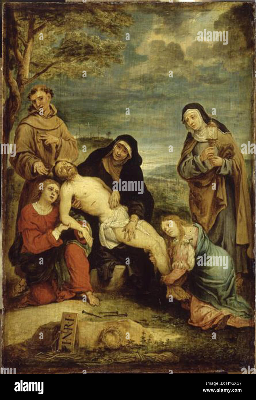 *Lamentation* by David Teniers, after Lorenzo Lotto, depicts the mourning of Christ’s death, a ...