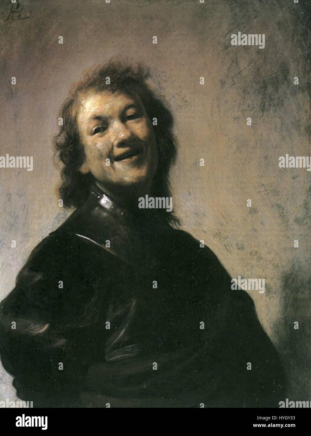 A portrait of Rembrandt laughing, painted in 1628. This artwork ...