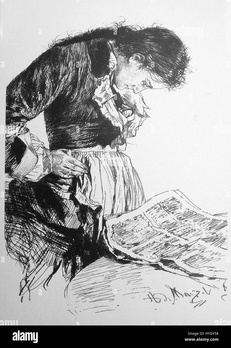 Etching by adolph von menzel hi-res stock photography and images - Alamy