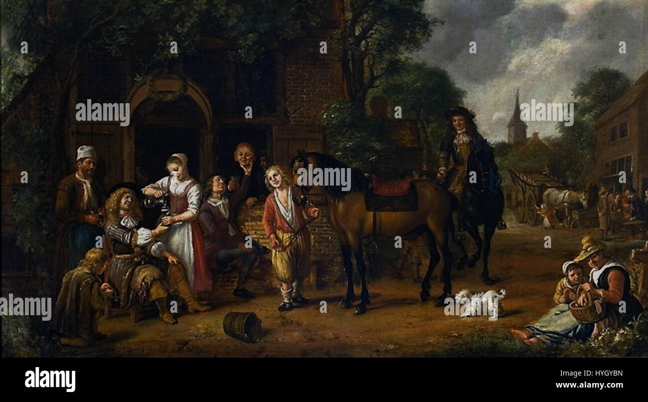 'A Scene Before the Inn' by Victors depicts a lively, atmospheric ...