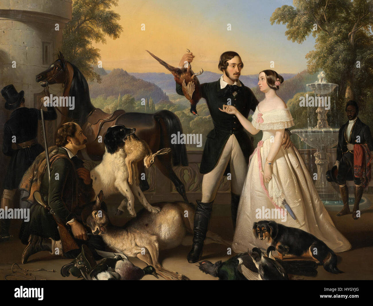 This 1844 painting by Raden Saleh depicts Ernst II and Alexandrine of ...