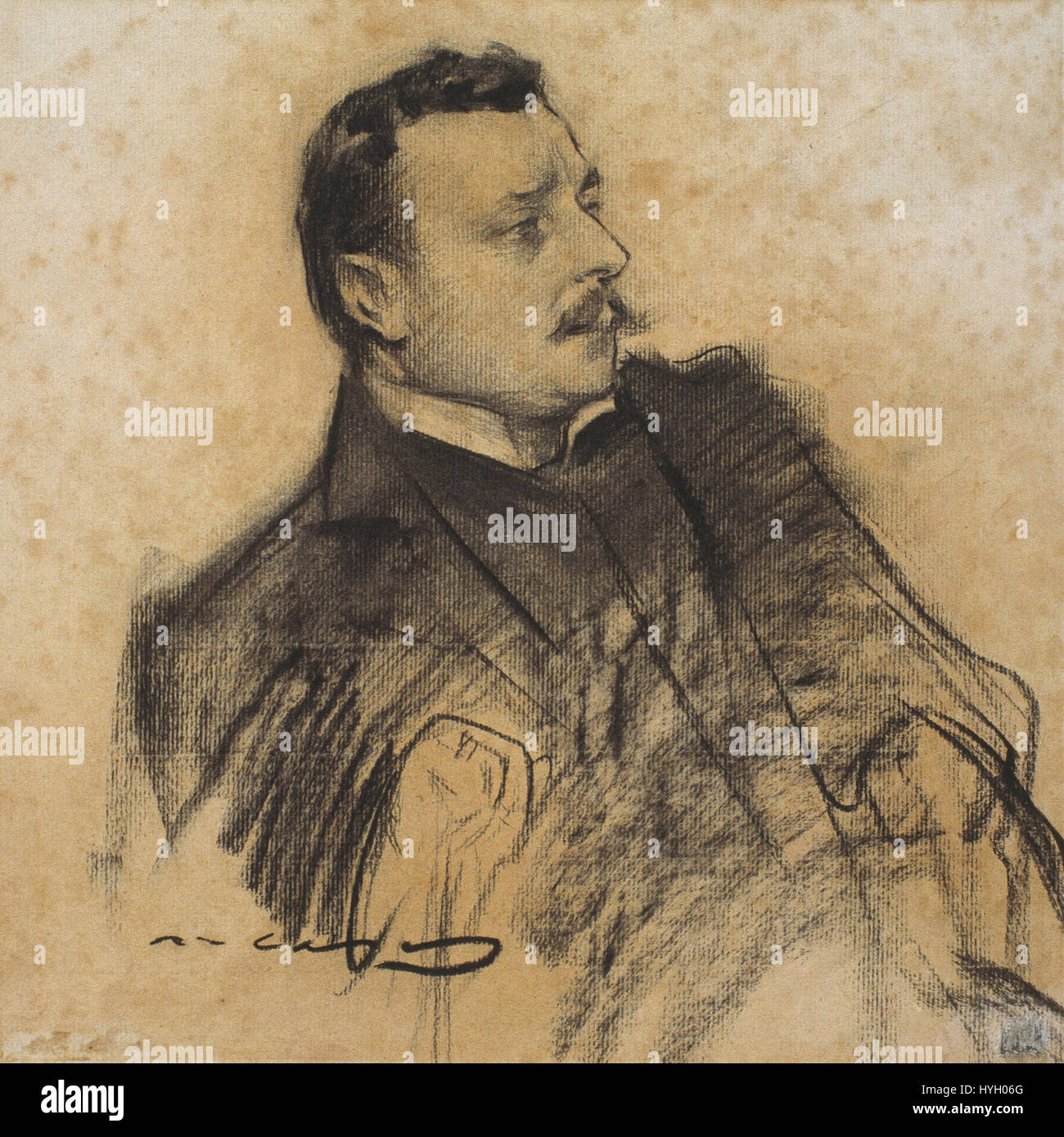 This artwork features a portrait of Ermete Zacconi, an Italian actor ...