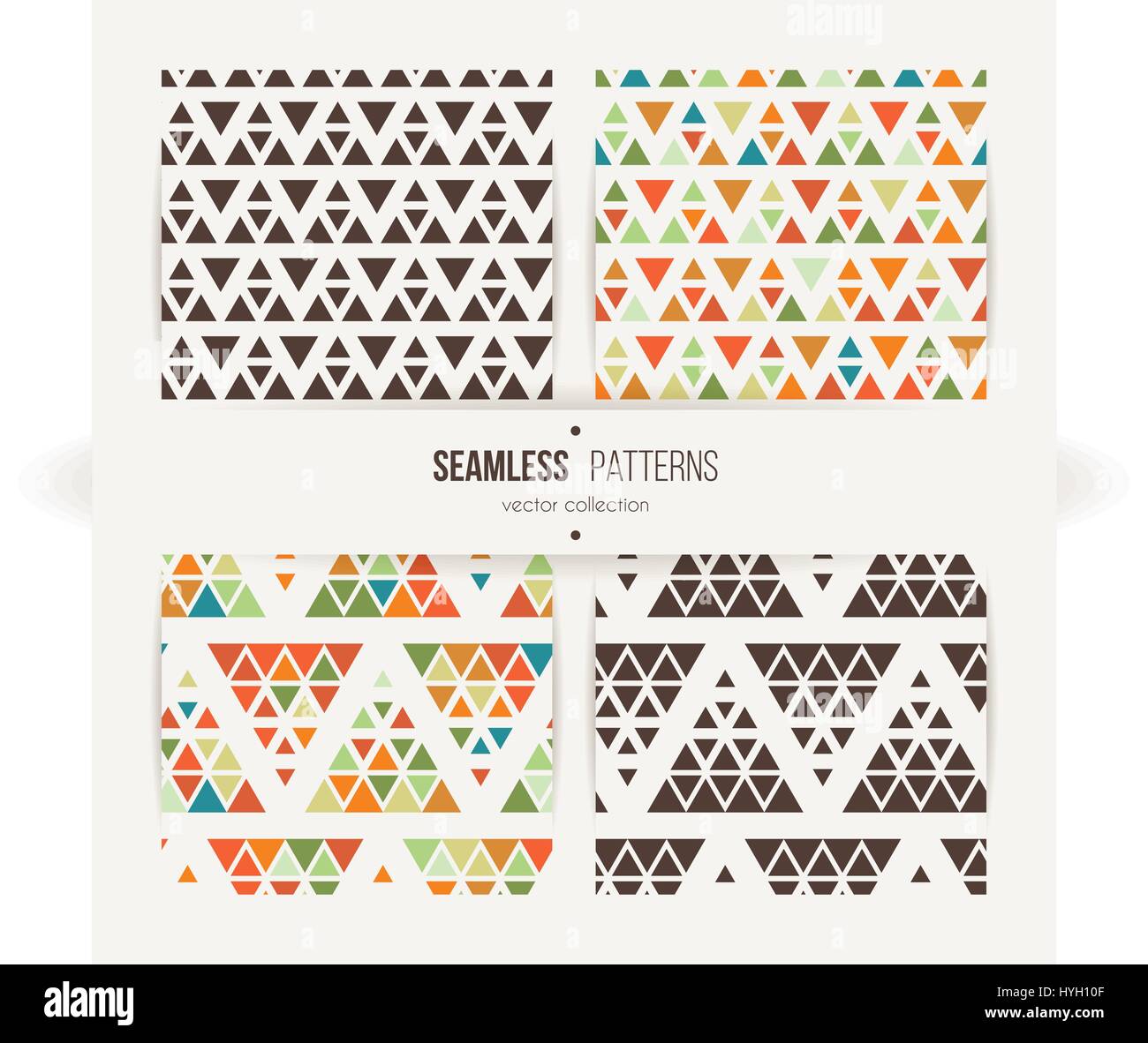 Seamless set of triangle halftone gradient patterns. Geometric abstract ...