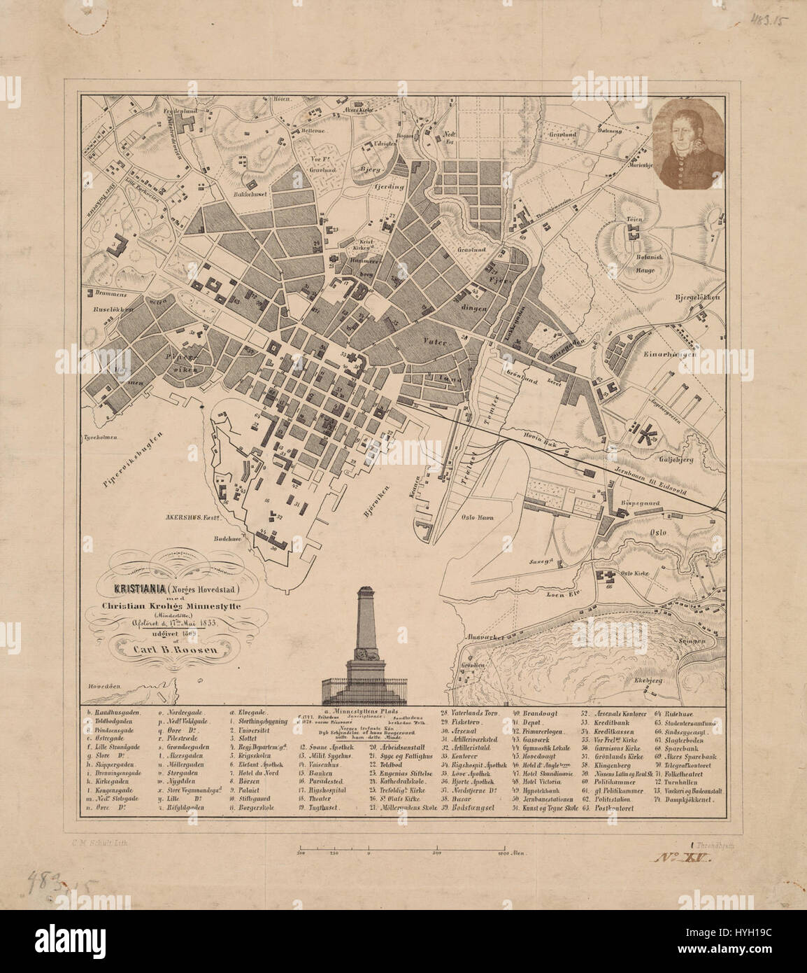This map, titled 'Kristiania (Norges Hovedstad),' illustrates the city ...
