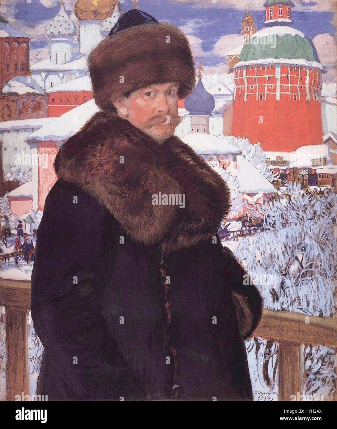 *Kustodiev's Self-Portrait* is a famous painting by Russian artist ...