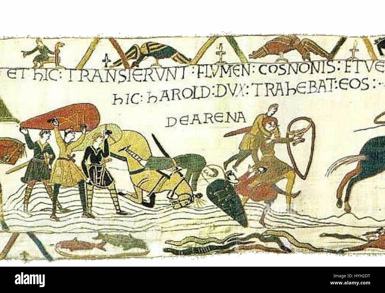 This scene from the Bayeux Tapestry depicts a key moment from the ...