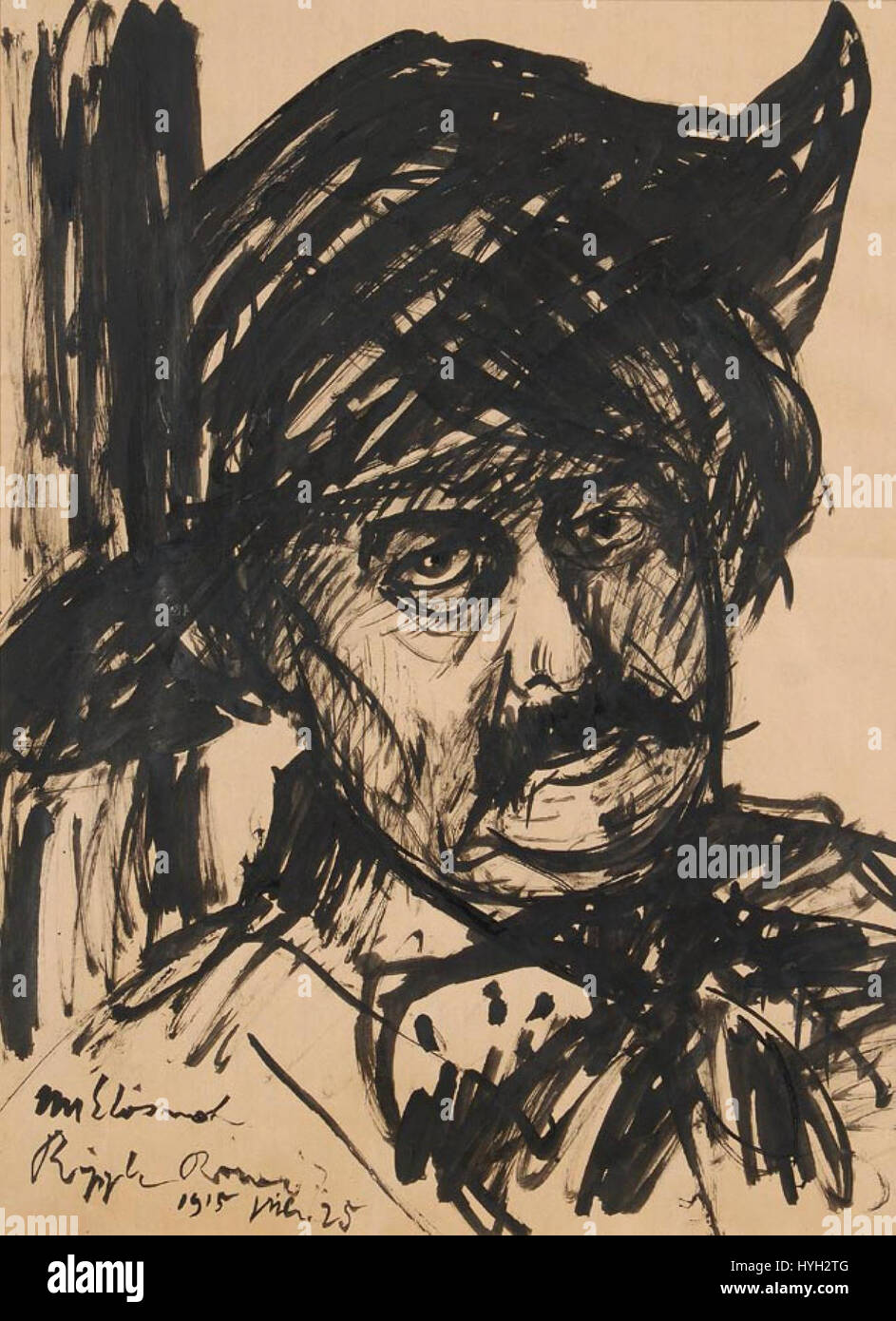The 1915 self-portrait by Austrian artist Egon Schiele shows a ...