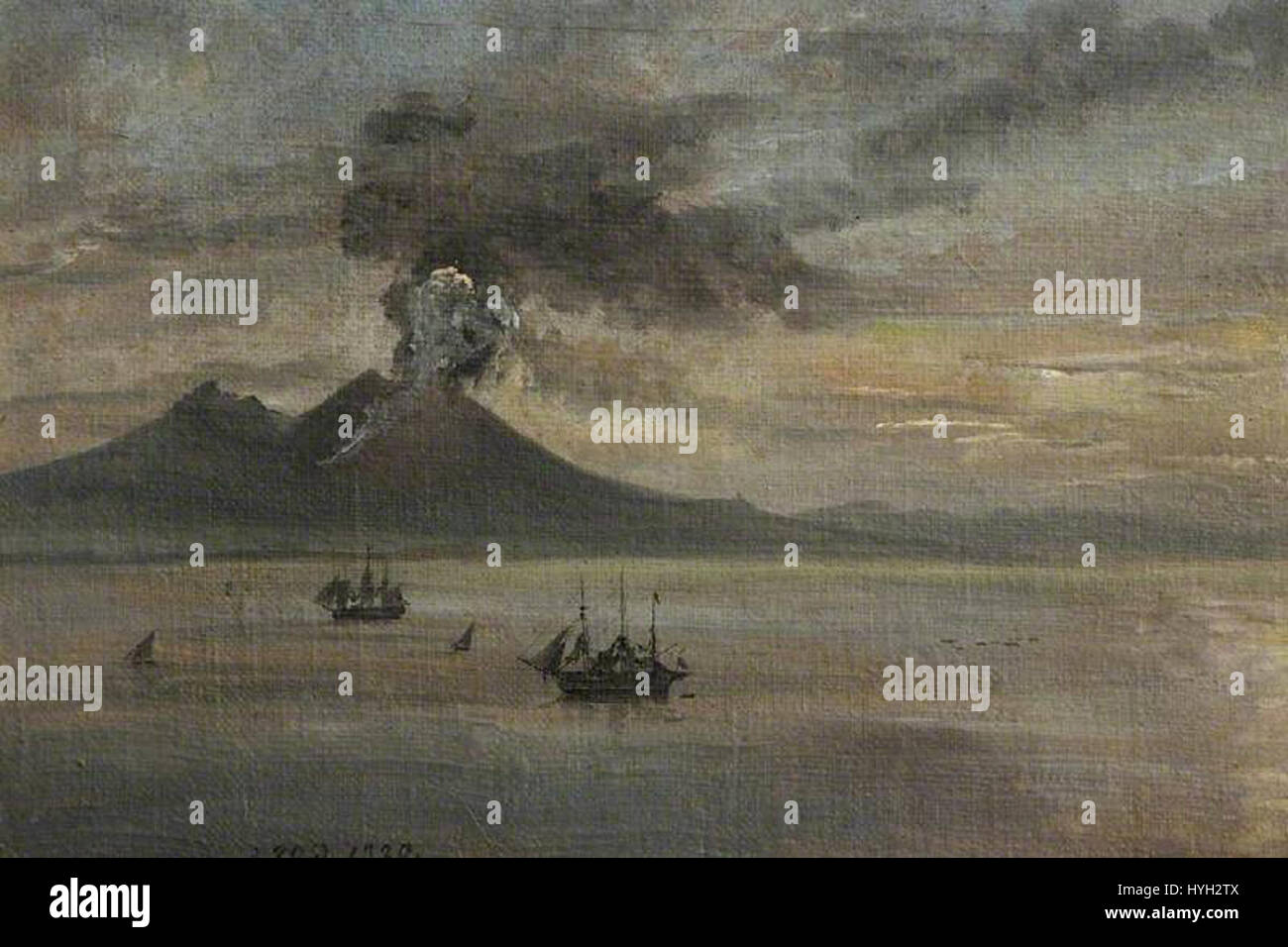 Johan Christian Claussen Dahl’s painting depicts the dramatic eruption ...