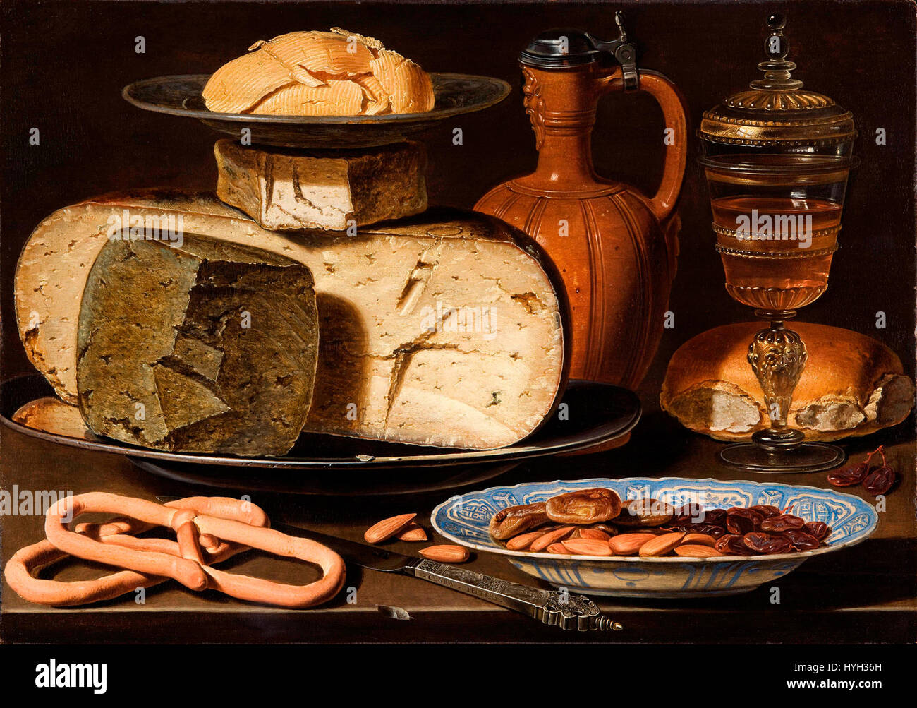 'Still Life with Cheeses, Almonds, and Pretzels' by Clara Peeters ...