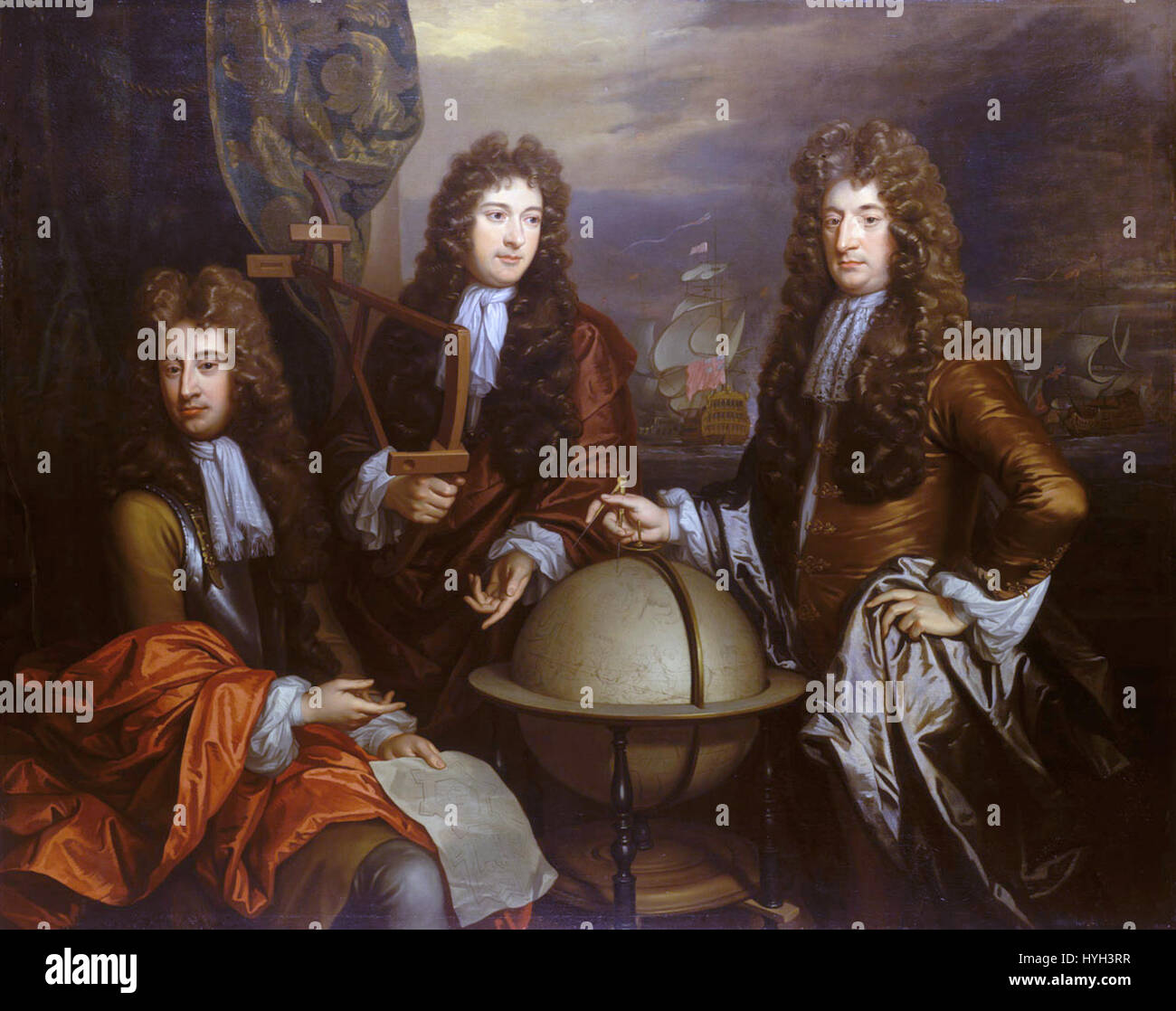 A depiction of three admirals, highlighting their naval attire and ...