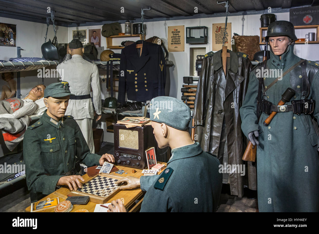 German WWII soldiers' sleeping quarters in bunker at Raversyde ...