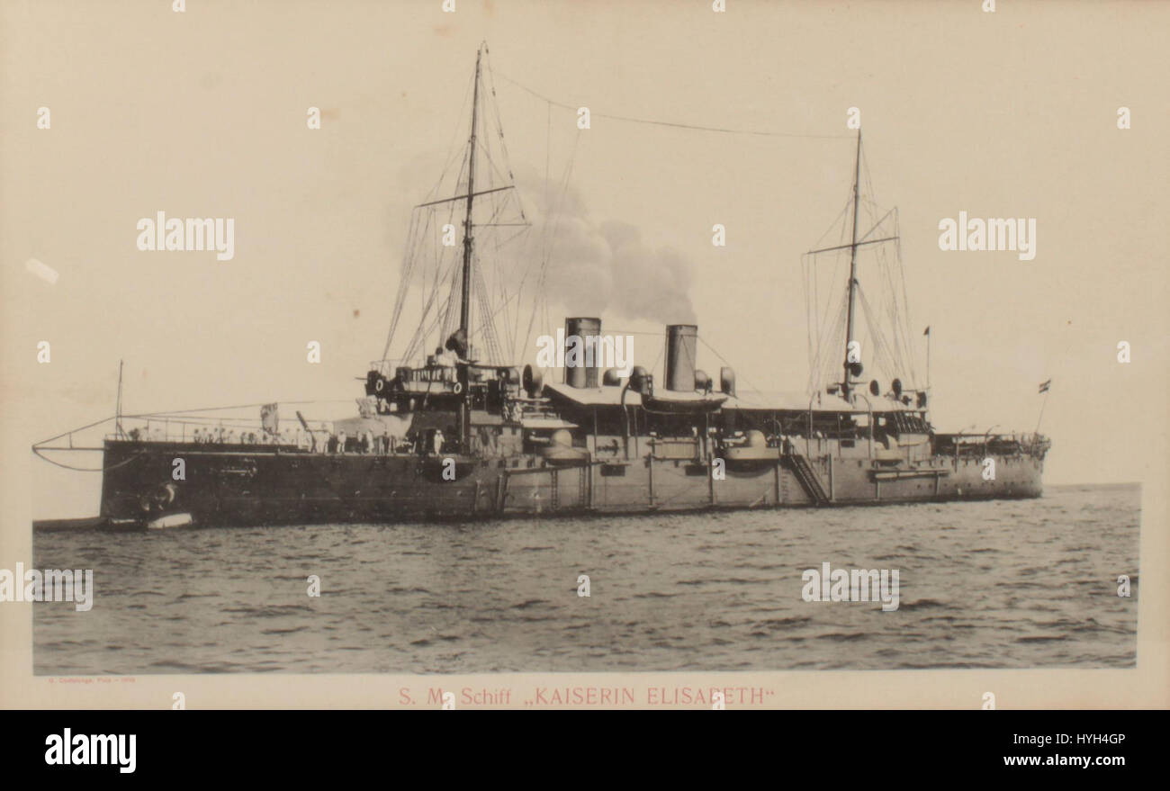 The photo of the SMS Kaiserin Elisabeth captures a historical view of ...