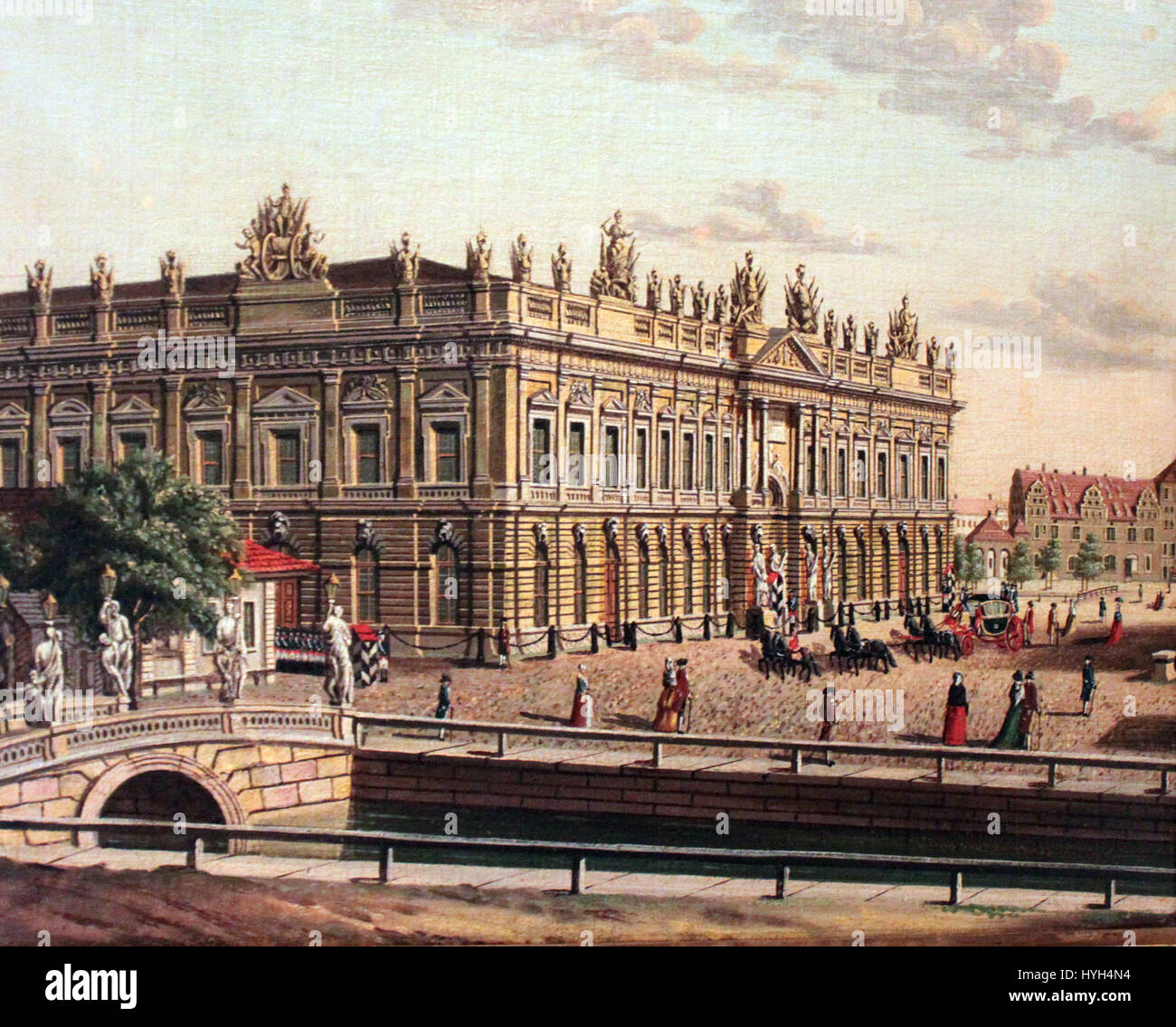 A historic image of the Fechhelm Zeughaus and Opernbrücke, captured in ...