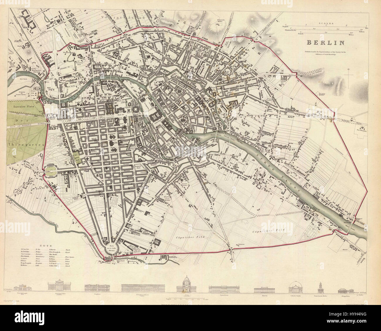 A historical view of Berlin in 1833, reflecting the city's architecture ...