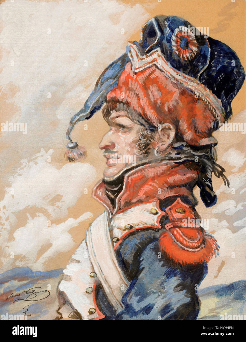 This military portrait by Schnug emphasizes the character and solemnity ...