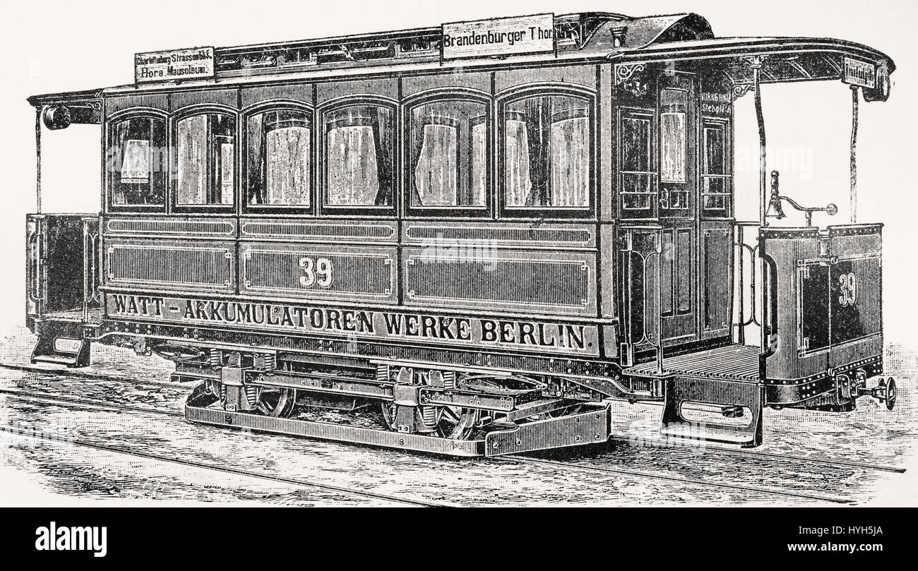 The 1898 photograph of a tram in Berlin's Charlottenburg district ...