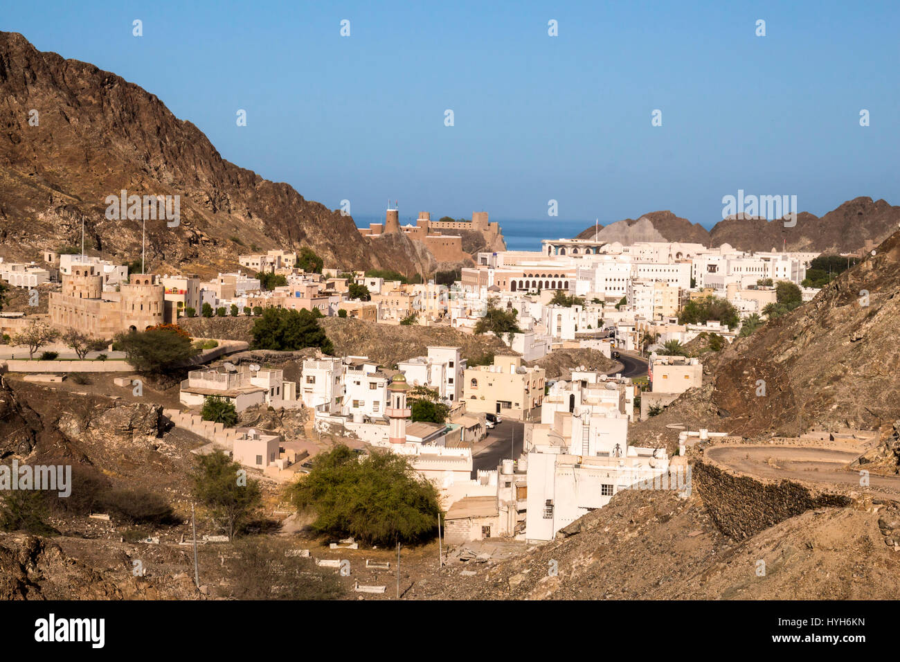old Muscat view from mountains Stock Photo - Alamy