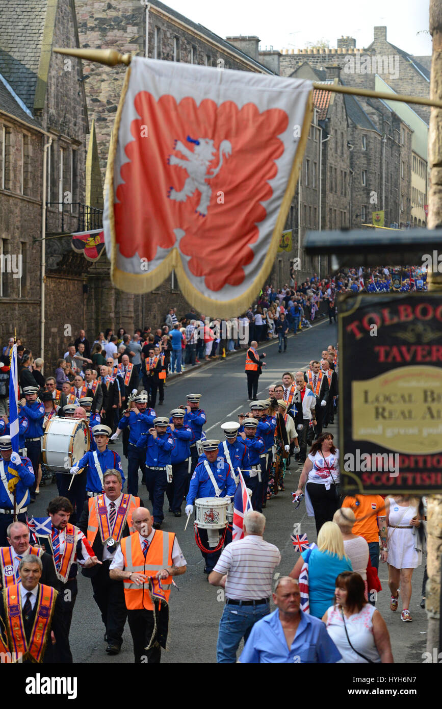An Orange Order parade in Edinburgh in support of the union, a few days ...