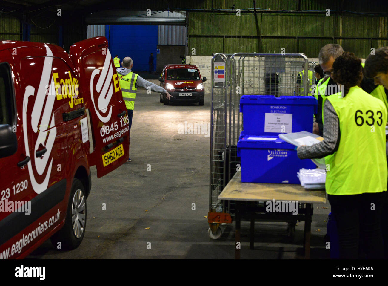 The first ballot boxes arrive at the Edinburgh count for the Scottish ...