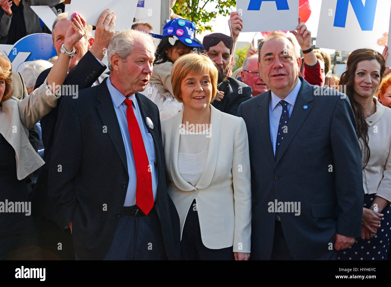 Nicola Sturgeon (C), Alex Salmond (R), and Jim Sillars (L) at the Team ...