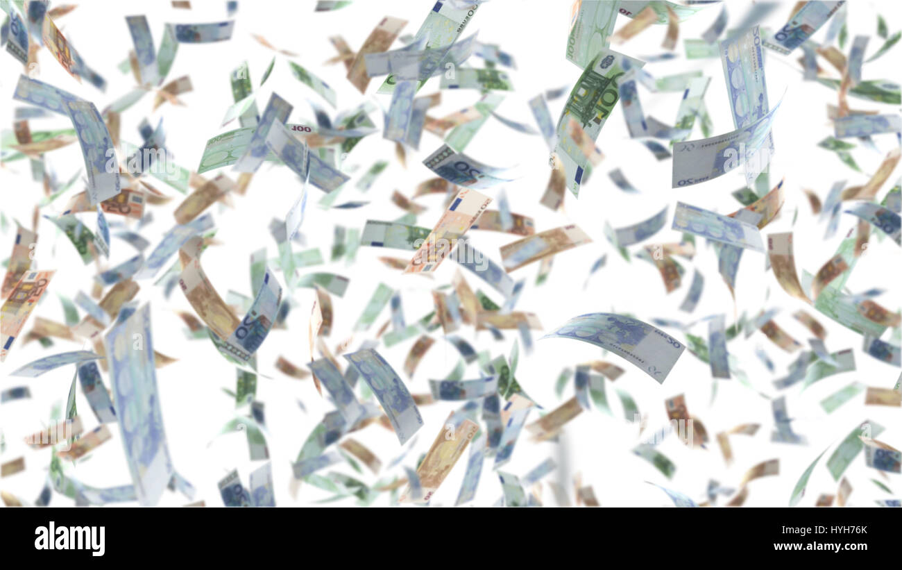 Falling Euro bank notes isolated on white background Stock Photo - Alamy