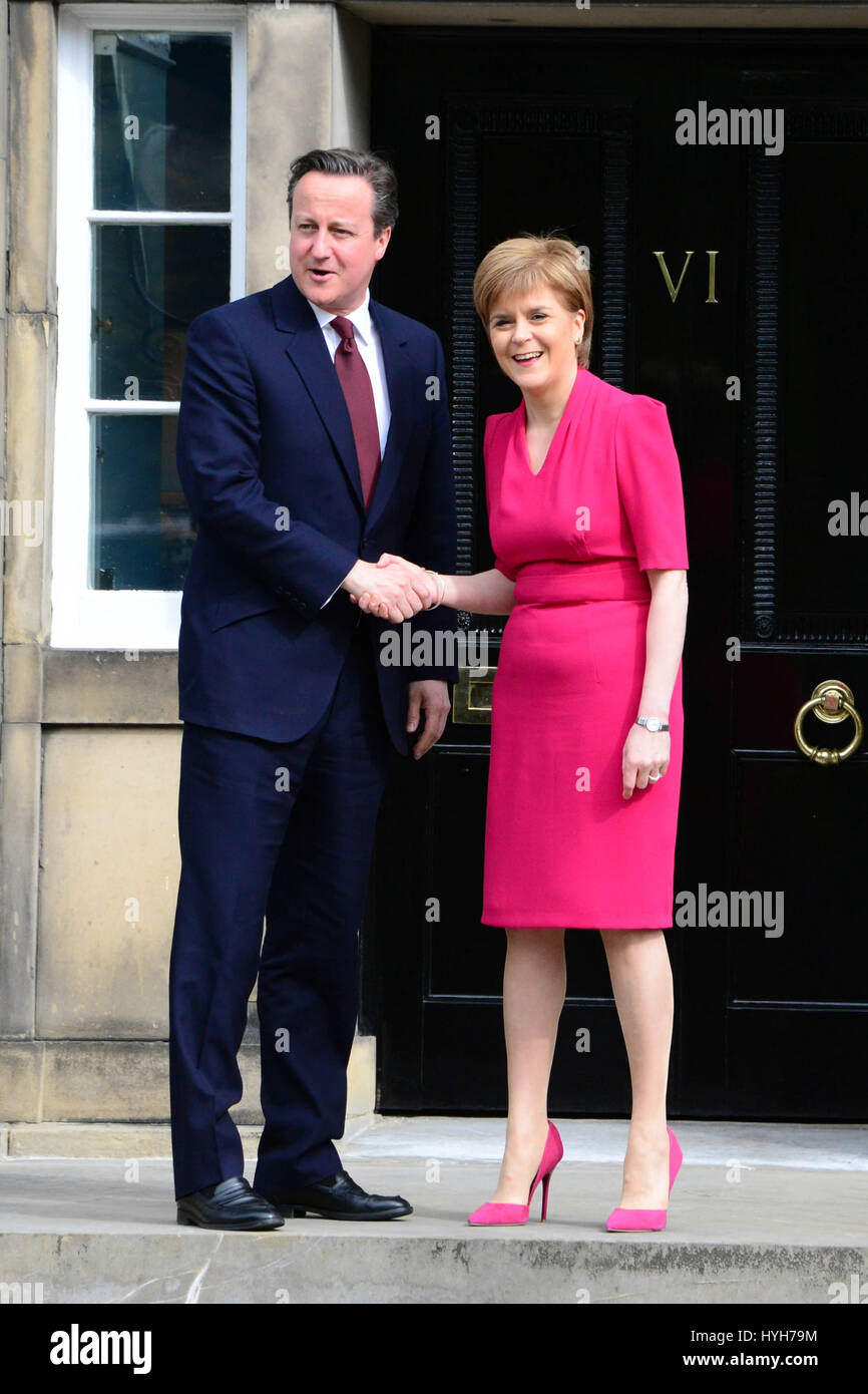 Scotland's First Minister Nicola Sturgeon shakes hands with Prime ...
