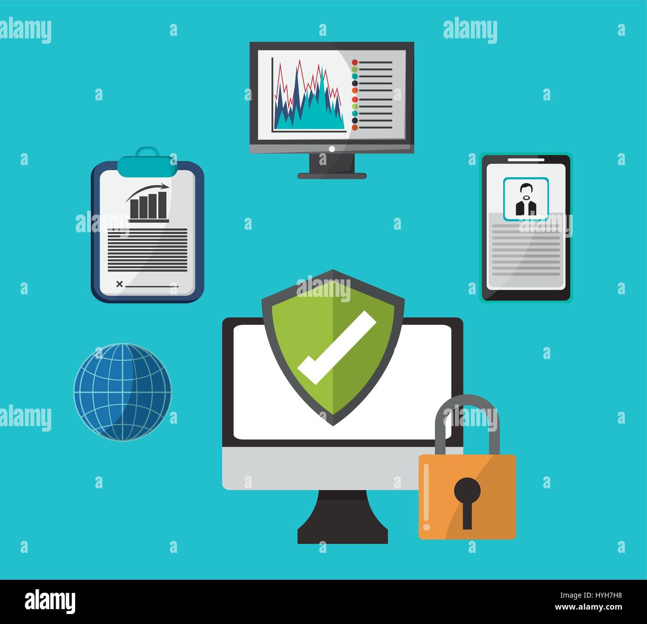 Cyber security with computer design Stock Vector Image & Art - Alamy
