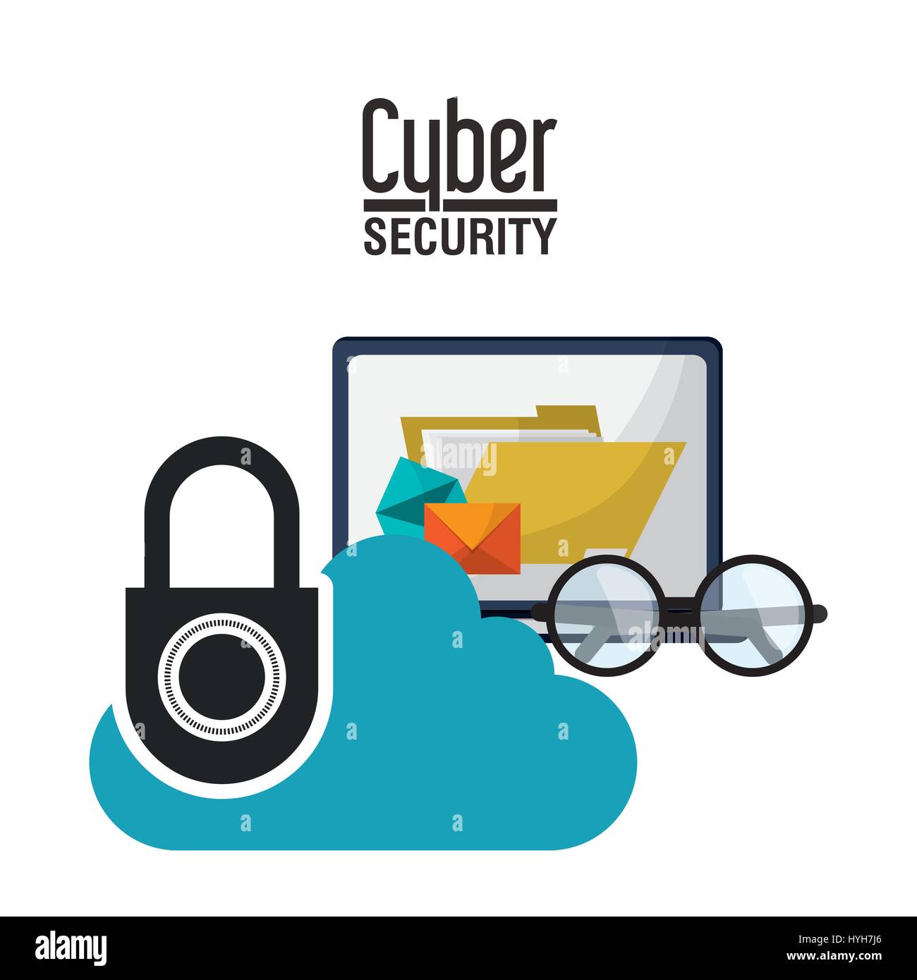 Laptop envelope padlock cyber hi-res stock photography and images - Alamy