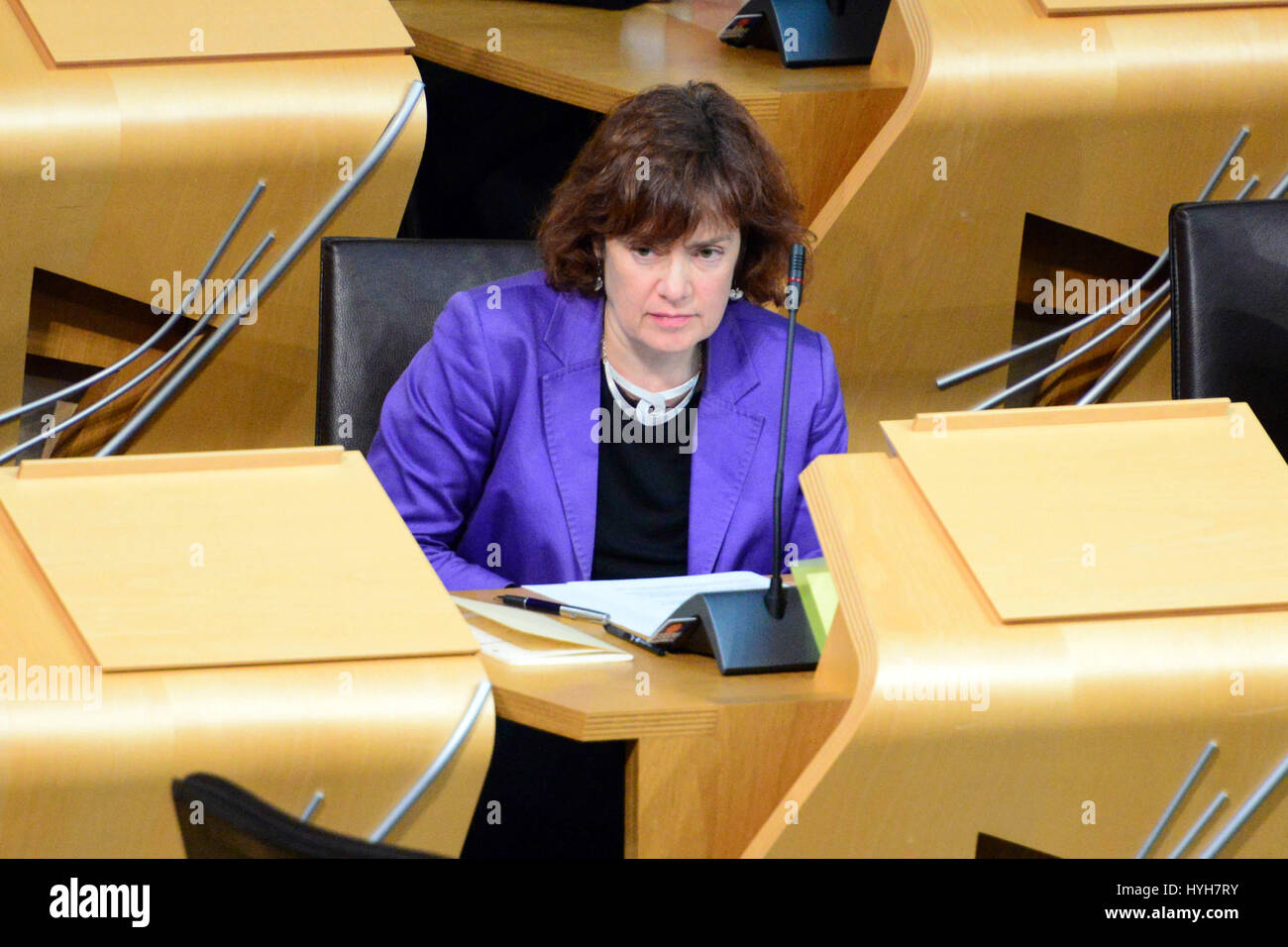 Labour MSP Sarah Boyack listens to the debate in the Scottish ...
