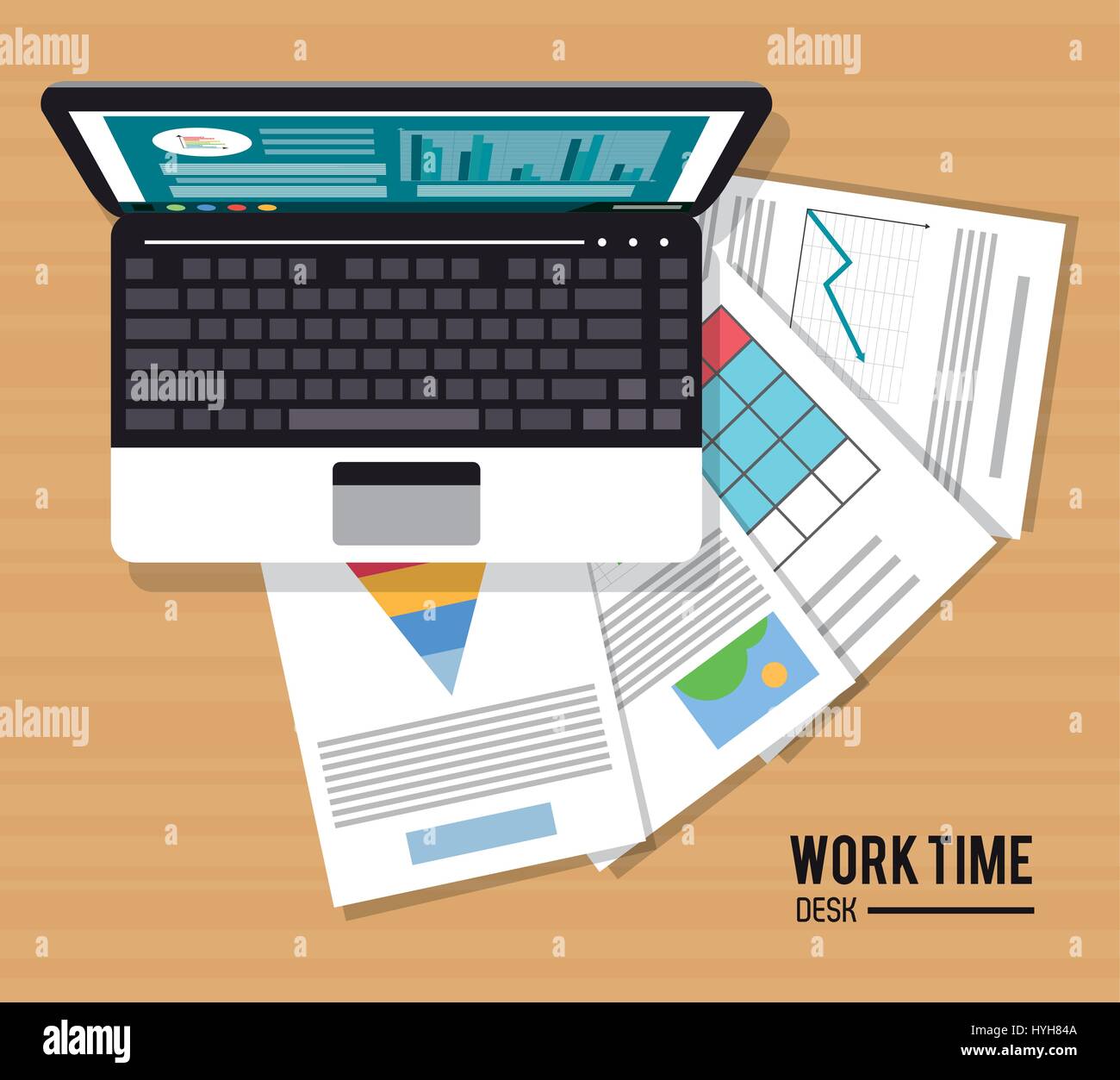 Work time design. Office icon. Colorful illustration Stock Vector Image ...