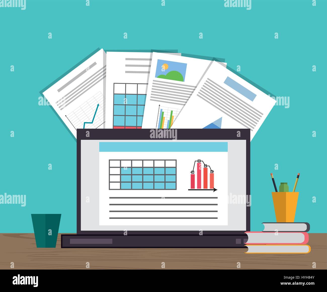 Work time design. Office icon. Colorful illustration Stock Vector Image ...
