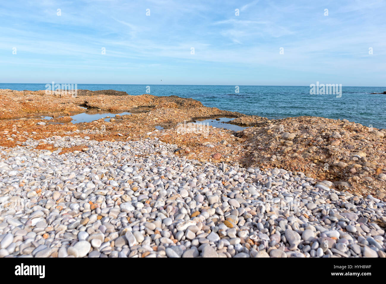 The Mediterranean coast a sunny day in Alcocebre Stock Photo - Alamy