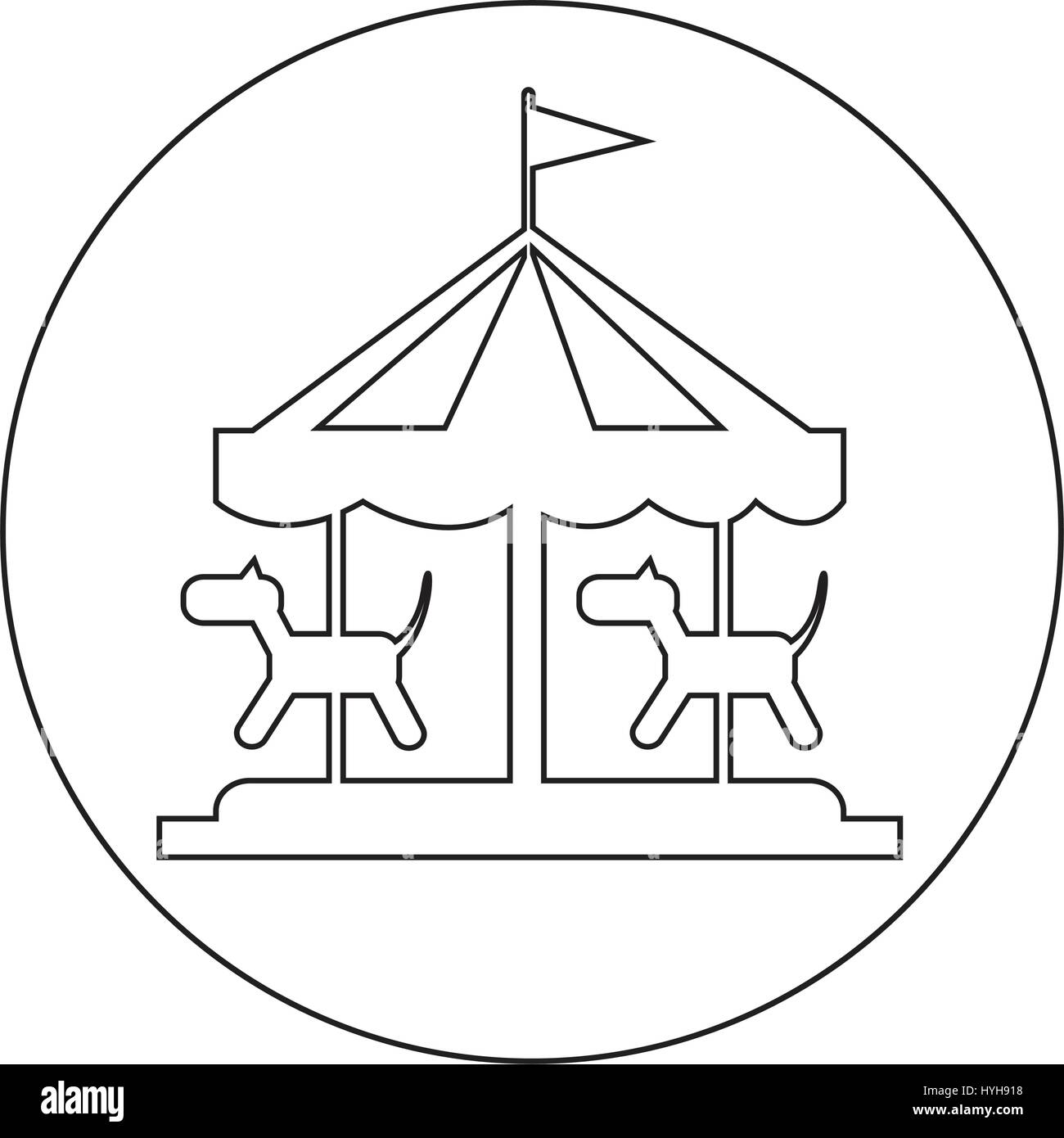 Vintage merry go round illustration Black and White Stock Photos ...